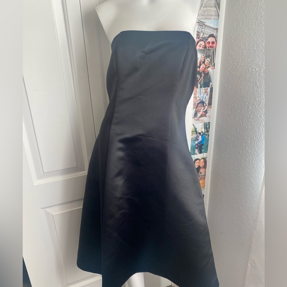 Jessica McClintock | Dresses | Jessica Mcclintock Black Strapless Satin Dress Size 6 | Poshmark